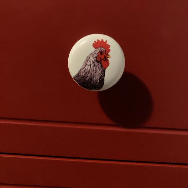 Rooster Chicken Ceramic Drawer Pull Knob ~ Country Farm Animal Knob ~ Farmhouse Dresser Cabinet ...
