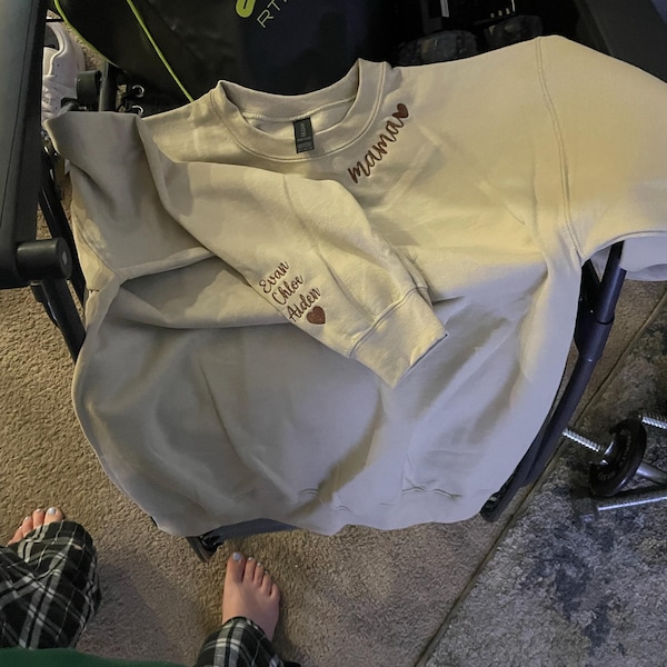 Custom Mama Embroidered Sweatshirt With Kids Names on Sleeve ...