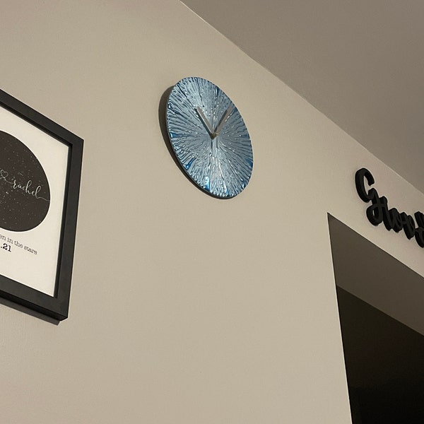 Large Navy BLUE WALL CLOCK Dark Blue Home Decor With White Numbers ...