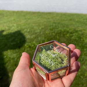 Hexagon Glass Ring Box With Moss Gold or Rose Gold - Etsy