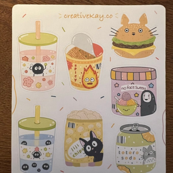 Cute Studio Ghibli Snack Sticker Sheet | Journal Stickers - Etsy