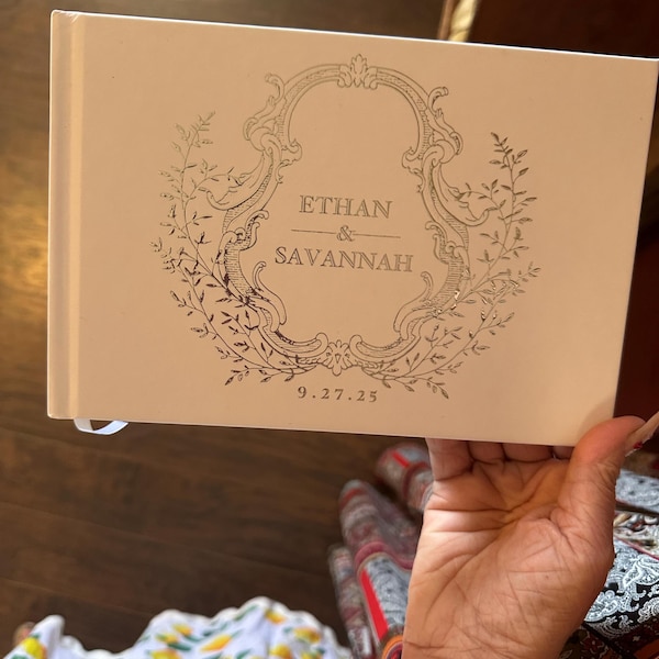 Elegant Wedding Guest Book, Ornate Crest Wedding Hardcover Instant ...
