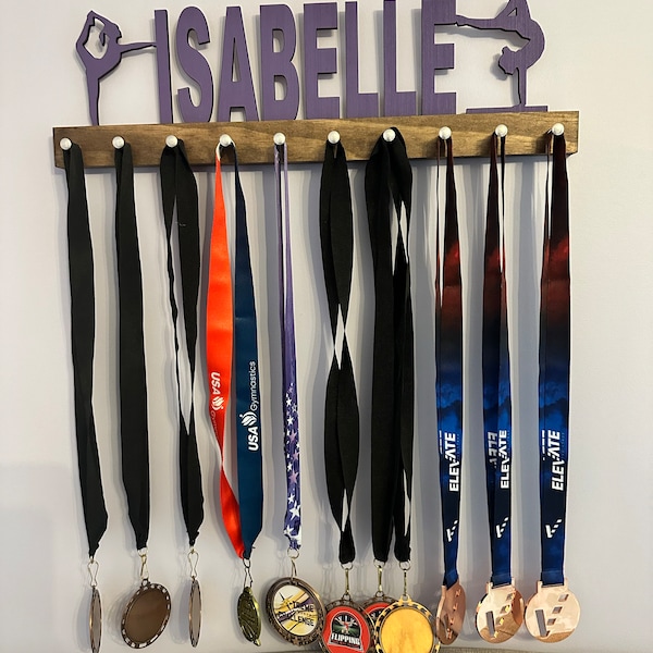 Personalized Gymnastics Medal Holder Display- 12 or 20 Inch - Gift for ...
