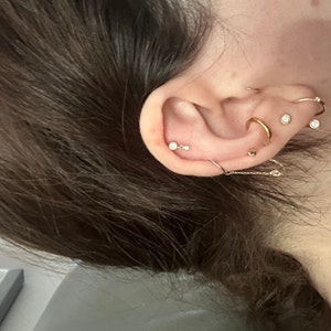 14K Solid Gold Teardrop Rook Earring Dainty Rook Piercing Eyebrow ...