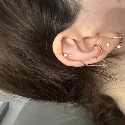 14K Solid Gold Teardrop Rook Earring Dainty Rook Piercing Eyebrow ...