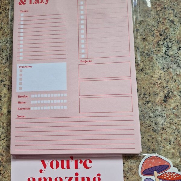 A5 or A4 Productive and Lazy Work From Home Daily Planner | WFH Notepad ...