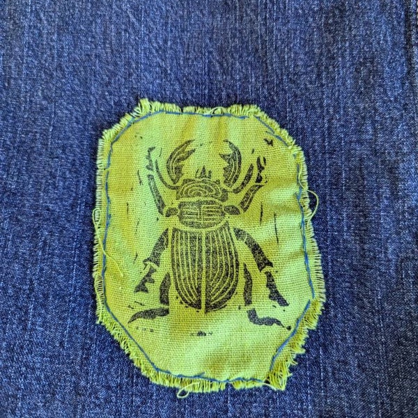 Handmade Linen Linocut Animal Patches Beetle Patch Rat Patch Opossum ...