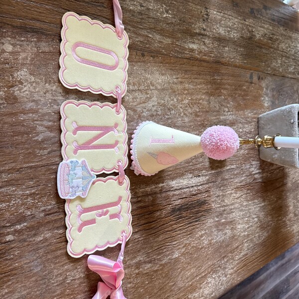 One Year Banner for High Chair Embroidered Highchair Banner One Magical ...