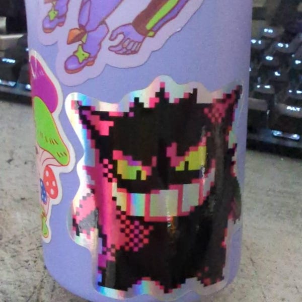 Holographic Pixel Gengar Sticker | Gen 2 Retro Pokemon Vinyl Decal ...
