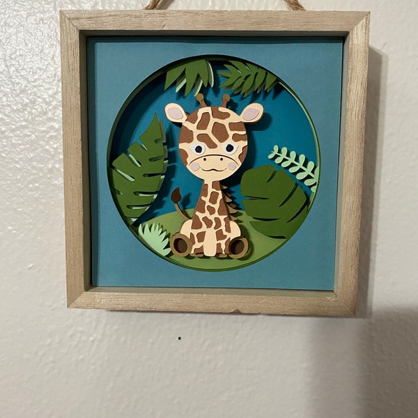 Giraffe Jungle Shadow Box Svg, 3d Giraffe Svg, Giraffe Svg, Shadow Box ...