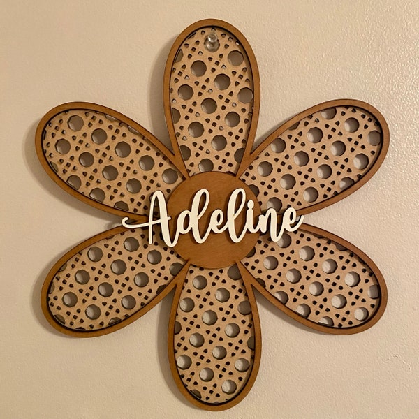 11” Rattan Daisy, Boho Daisy, Nursery Sign, Farmhouse Style ...