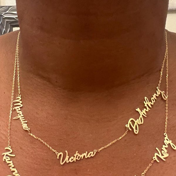 Multi-name Family Necklace, Multiple Nameplated Necklace, Personalized ...