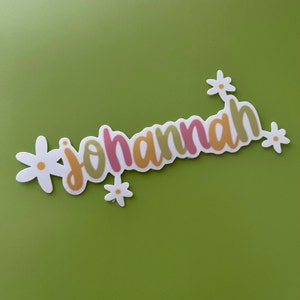 Floral Custom Name Stickers, Personalized Name Decal for School ...