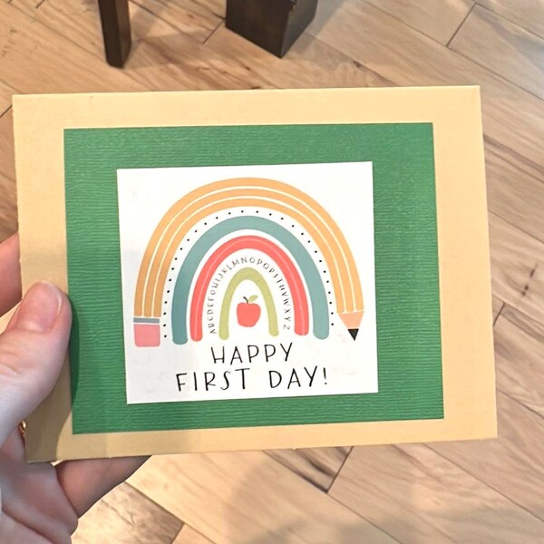 Printable First Day of School Gift Tag, School Supplies Rainbow Tag ...