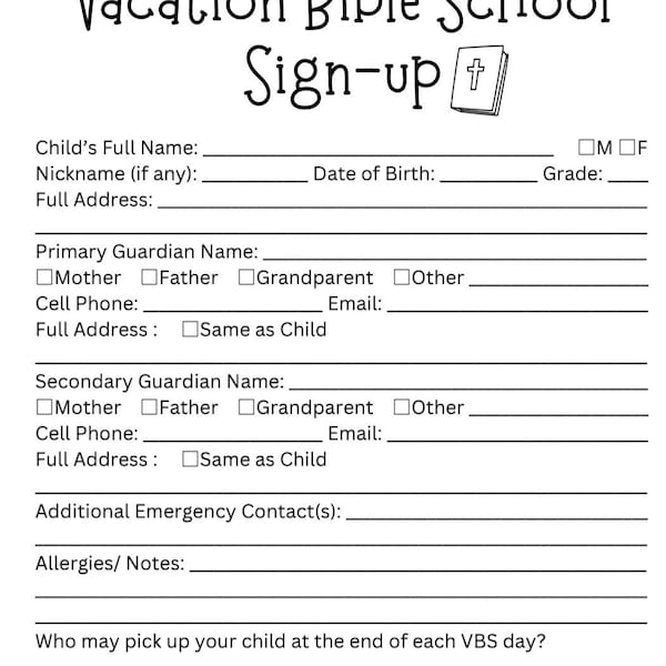 Children's Ministry Registration Form | Church Ministry Flyer | Kids ...