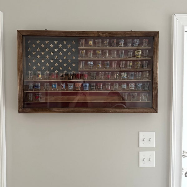 XL US Flag Challenge Coin Display Case W/ Sliding Plexgilass Door ...
