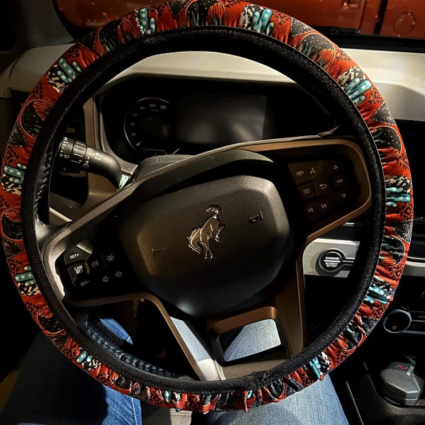Tooled Leather, Cowhide & Leopard Brushstroke Pattern Steering Wheel ...