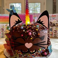 Cat Face Cake Topper, Birthday Cake Topper, Kitten Party Decoration ...