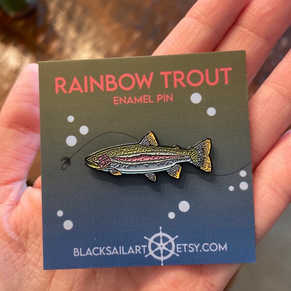 Rainbow Trout Enamel Pin | Quality Fishing Pin | Fly Fishing Gift for ...