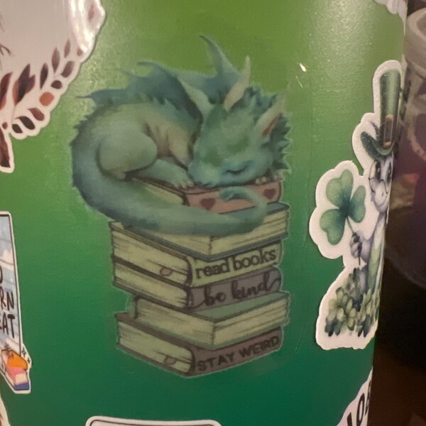 Book Dragon Sticker, Fantasy, Bookish Laptop Sticker, Sleeping Dragon ...
