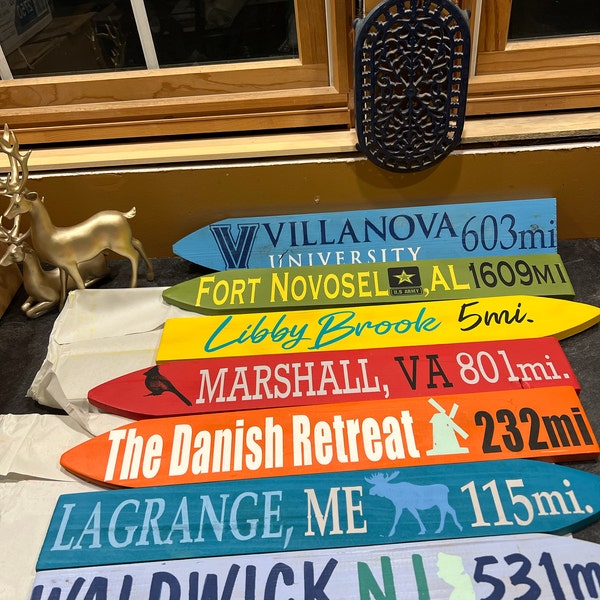 SET OF 10 Large Directional Wood Arrow Signs, Custom Mile Marker Stake ...