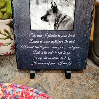 Slate Pet Memorial With Photo and Poem, Dog Memorial Plaque, Pet Loss ...