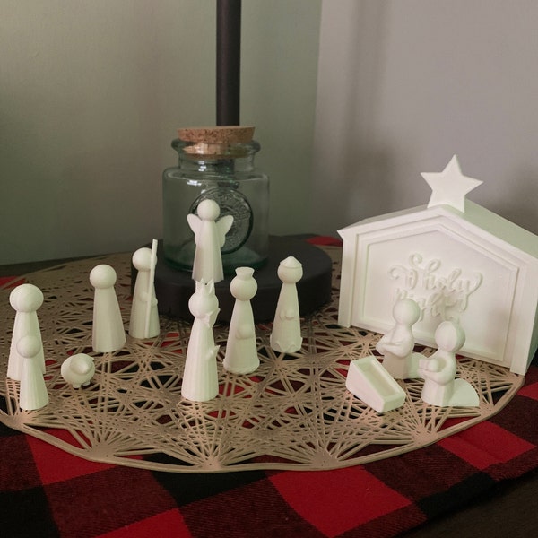 2" Peg Doll Nativity Stable Doubles as a Storage Box Family Nativity ...