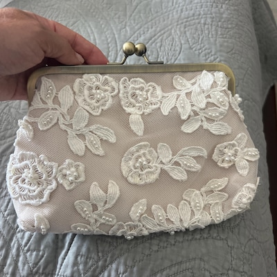 Black Lace Bridal Clutch, Mother of the Bride Satin Wedding Purse, Lace ...
