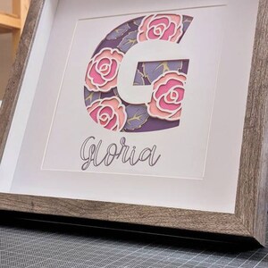 Shadow Box SVG Template With Floral Monogram Letter M , 3D SVG Diy ...