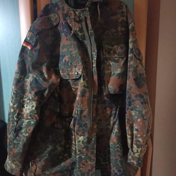 Original German Army Field Jacket Parka Military Issue Hooded Flecktarn ...