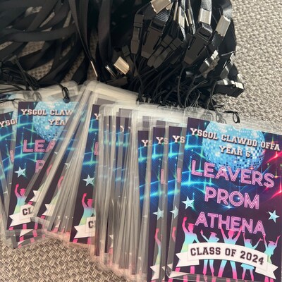 Personalised School LEAVERS PARTY Invitation Lanyard Card Class of 2024 ...