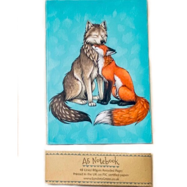A5 Wolf & Fox Notebook ~ 48 Lined Pages - Etsy