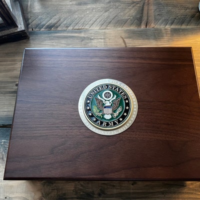Personalized U.S. Army Walnut Keepsake Box With Colored Medallion - Etsy