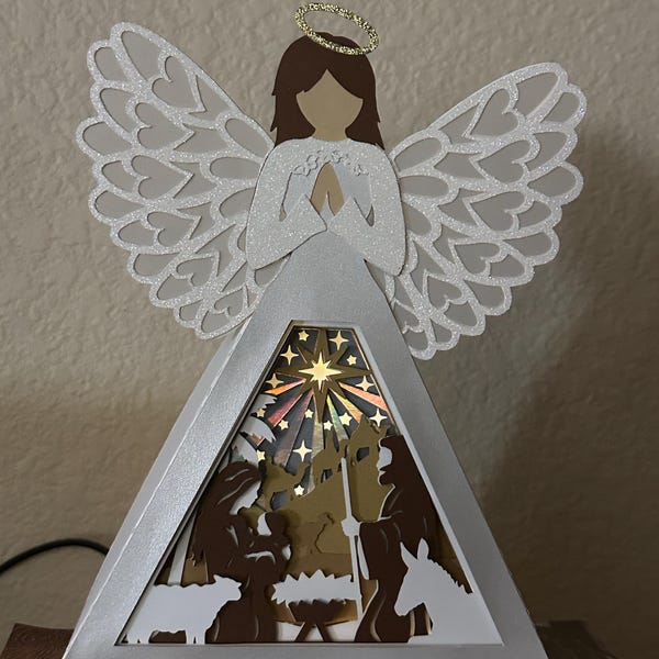 Angel Nativity Shadow Box Svg, Angel Shadow Box Svg, 3d Lantern Svg ...