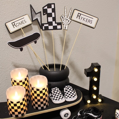 Skateboard Inspired Centerpieces Skateboard Party Decorations Checkered ...