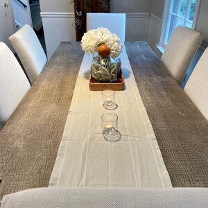 Gray & White Striped Table Runner Farmhouse Table Runner | Etsy