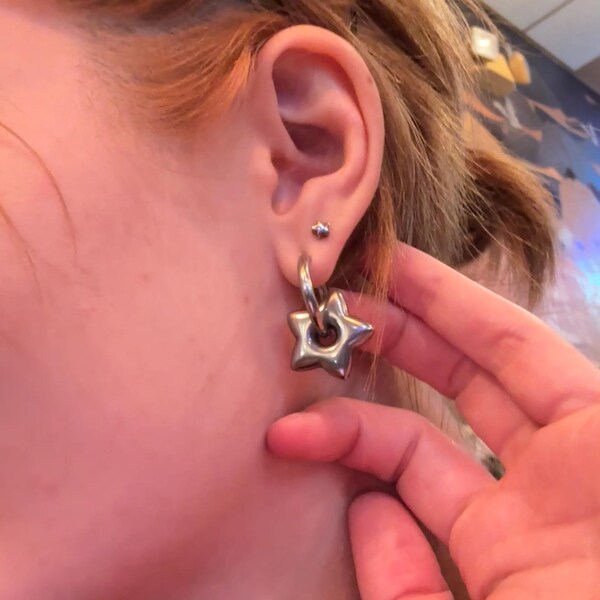 Star Hoops | Hypoallergenic Y2k Grunge Alt Goth Punk Edgy Chunky ...