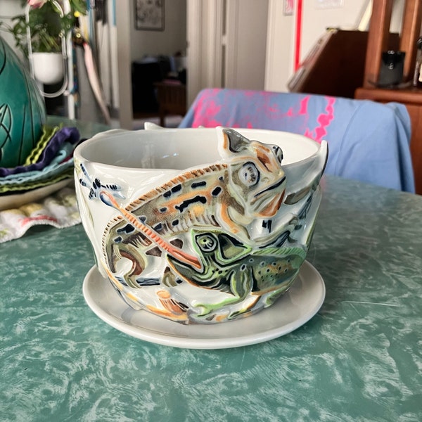 Custom Crow Ceramic Planter-handmade Ceramic Planter-bird Planter ...