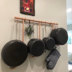 Wall Mounted Copper Pot and Pan Ladder Rack - Etsy