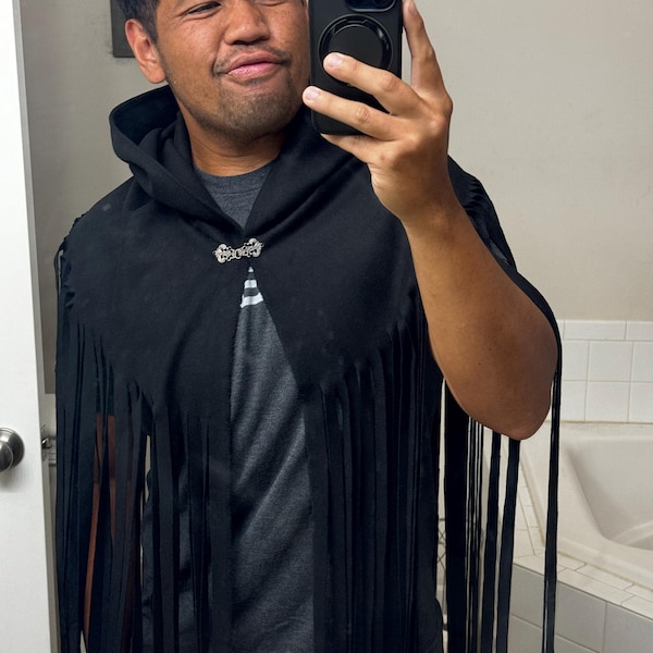 Black Mistcloak~ Melton Wool Mistcloak~ Tassel Hooded Cape Cloak ...