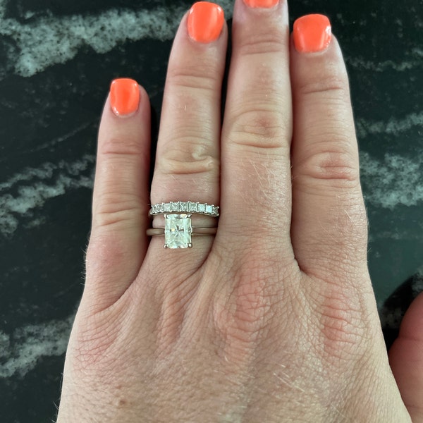 Radiant Cut Moissanite Solitaire Engagement Ring, Radiant Cut Cathedral ...