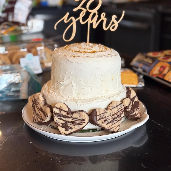 Custom Year Cake Topper | Wood Anniversary Cake Topper | Wood Birthday ...