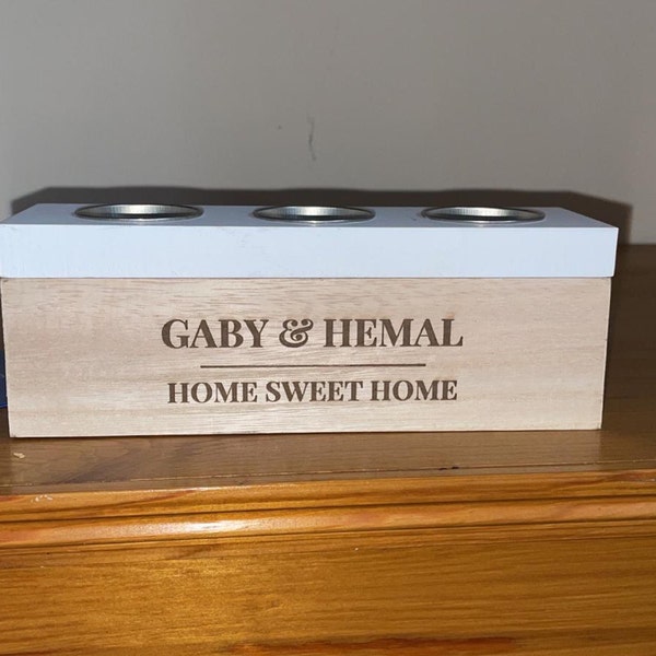 Personalised Classic Triple Tea Light Box - Tealight Box - New Home ...