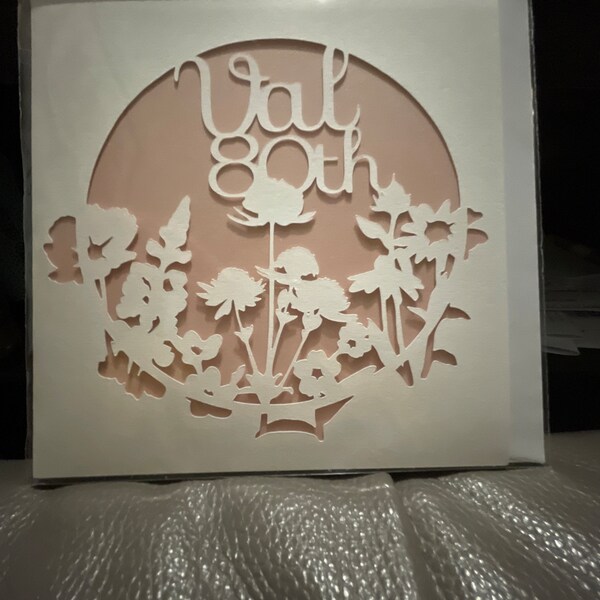 Personalised Floral Wildflower Papercut Name Card, Wedding ...