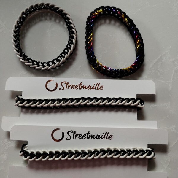 Custom Stretchy Chain Bracelet - Unisex Chainmail Bracelet Handmade in ...