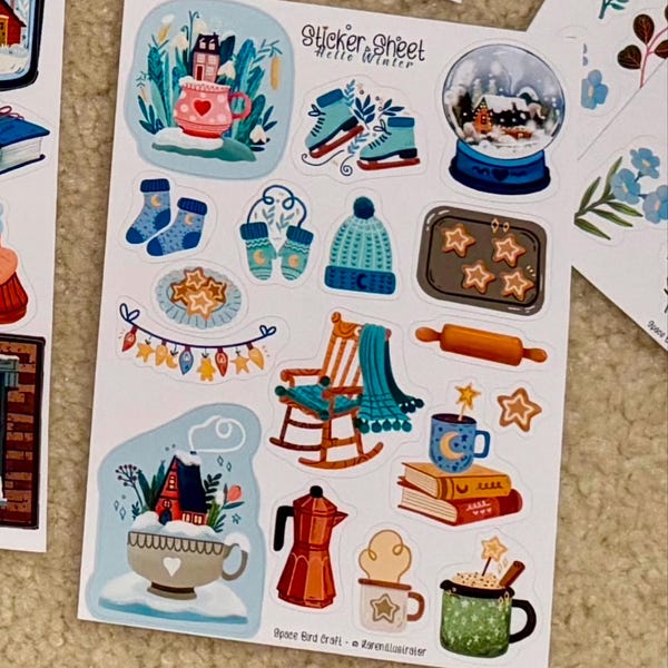 Sticker Sheet Cozy Winter Journal Stickers for Planner Sticker Cozy ...