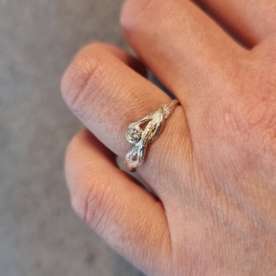 Unusual Garnet Branch Engagement Ring, Twisted Branch Ring, Unique Tree ...