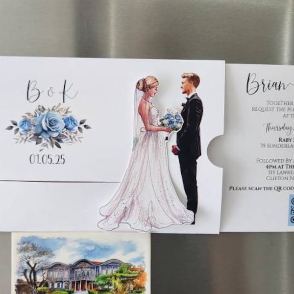 Sliding Wedding Invitation With Bride and Groom. Slideng Bride ...