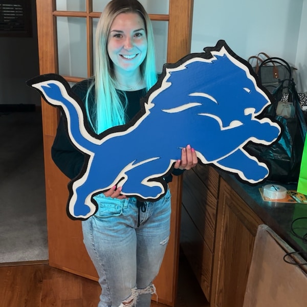 Detroit Lions Fan Art W/ LED Authentic - Bold - Floating - Fan Art ...