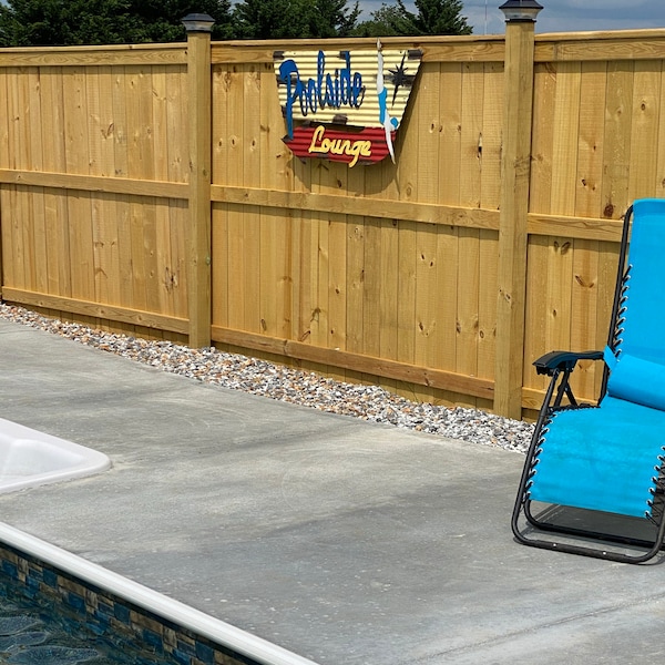 Poolside Lounge Mid-century Retro Painted Flat Metal/vintage Corrugated ...